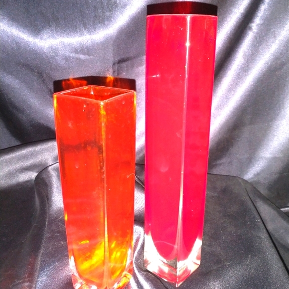 Decirative glass | Accents | Beautiful Cylinder Vaes Orange Glowes ...